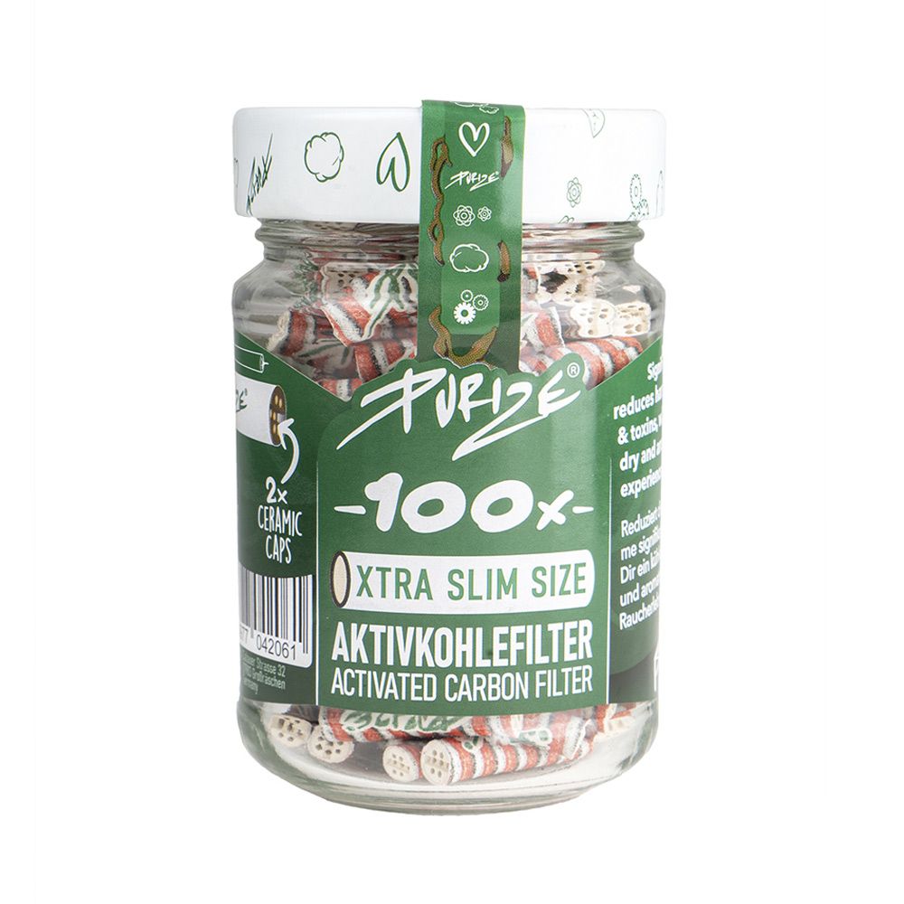 Purize - Xtra Slim 6mm Jar of 100 - Activated Charcoal Filters - Vario ...