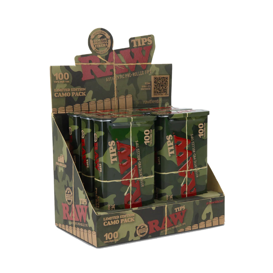RAW Camo - Kingsize Tin With Pre Rolled Tips x 100 – The JuicyJoint