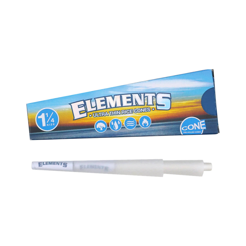 Elements Pre-Rolled Cones 1 1/4 Size - Ultra Thin Rice Paper - 6 Pack ...