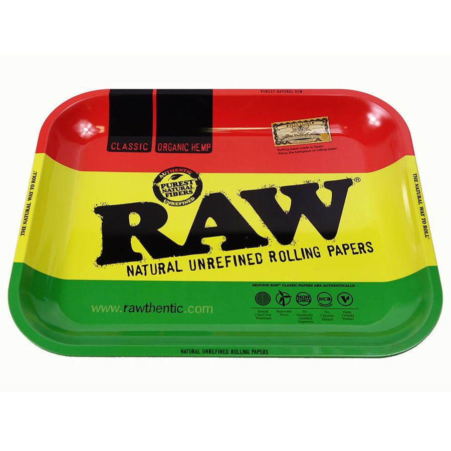 RAW - Rasta - Large Metal Rolling Tray – The JuicyJoint